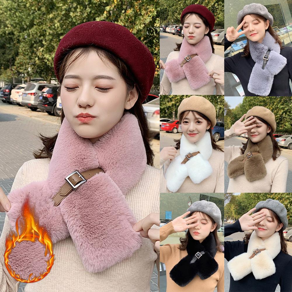 Buy Womens Winter Faux Fur Fluffy Collar Scarf Shawl Neck Warmer Wrap ...