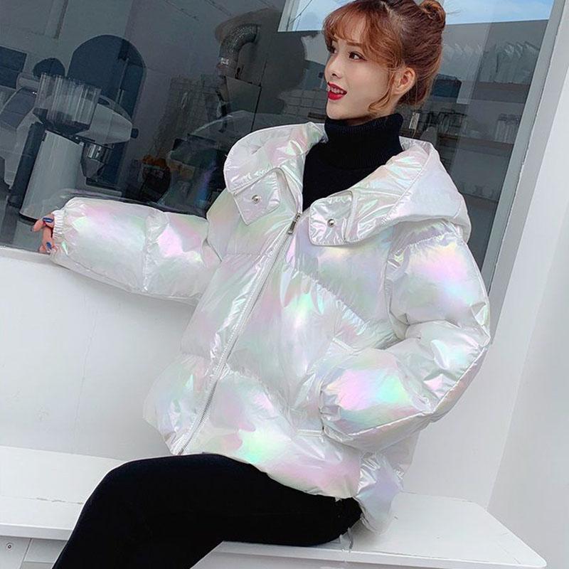 Buy Shiny Winter Jacket Cotton-padded Jacket Women Winter Loose Thicken ...