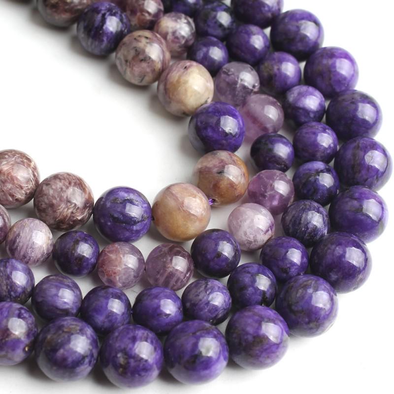 Купить Натуральный круглый фиолетовый камень Бусины AA Charoite Бусины ...