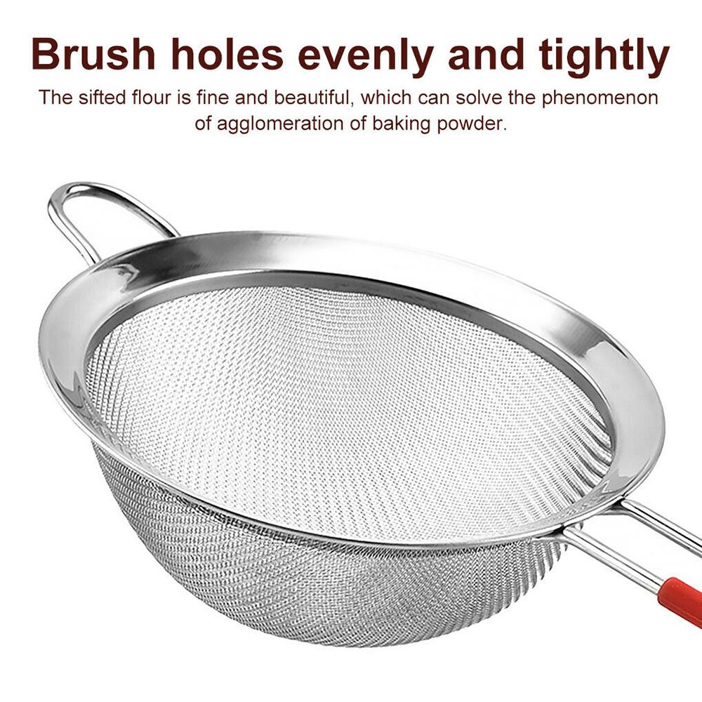 Buy Flour Sieve Strainer Stainless Steel Wire Mesh Food Griddle Hand ...