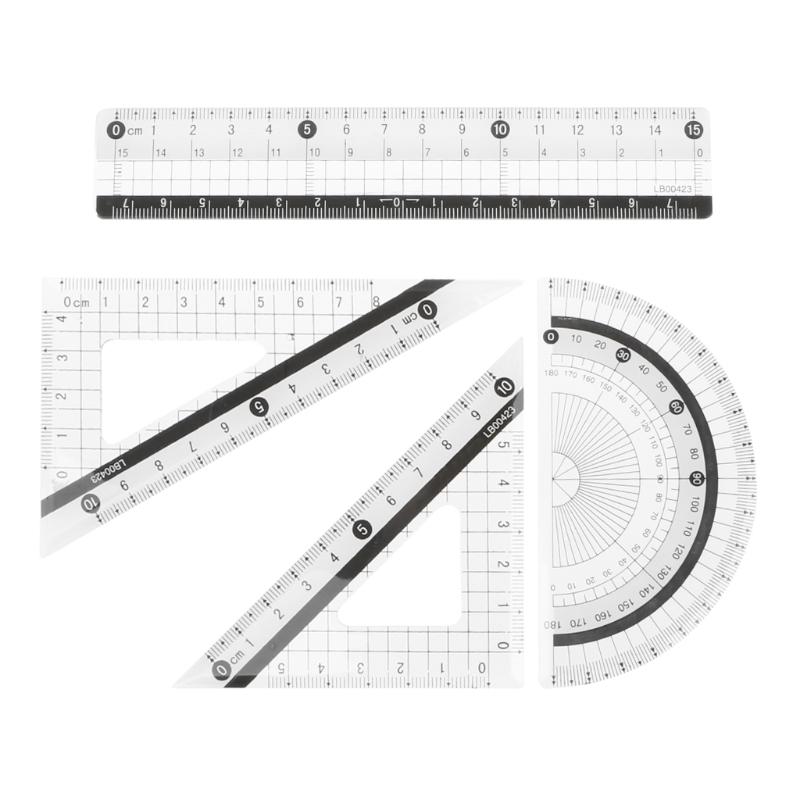 Buy 4Pcs Student Drawing Squares Triangle Ruler Protractor Maths ...
