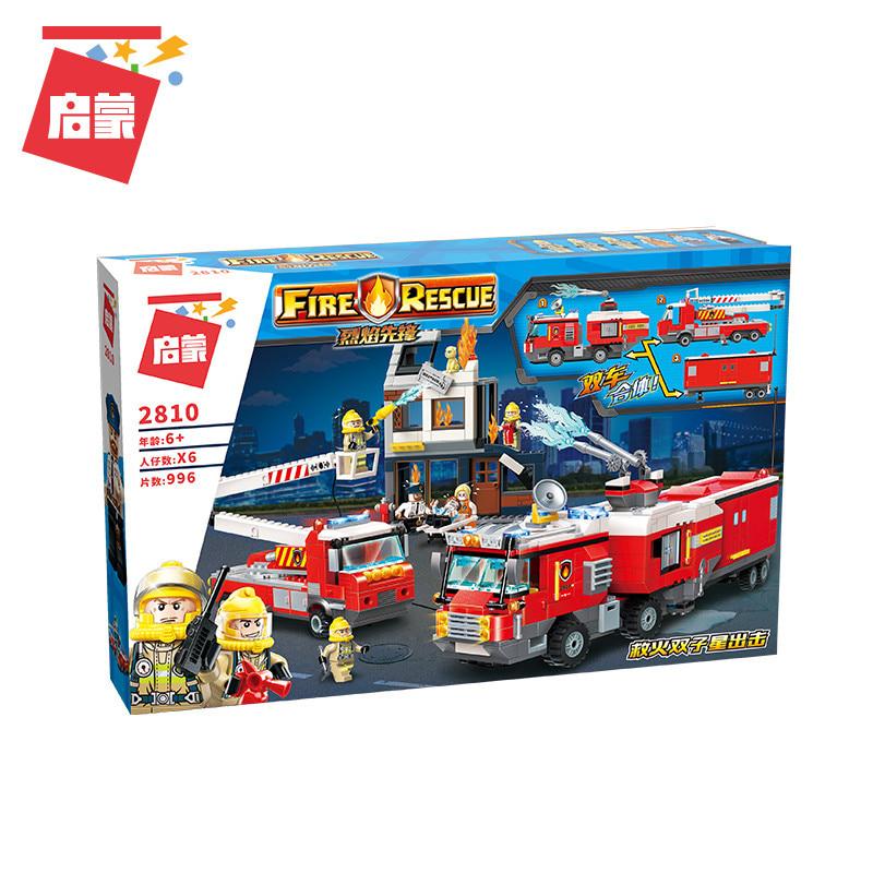 Buy City Police Fire Station Truck Spray Water Gun Firemen Car Building ...