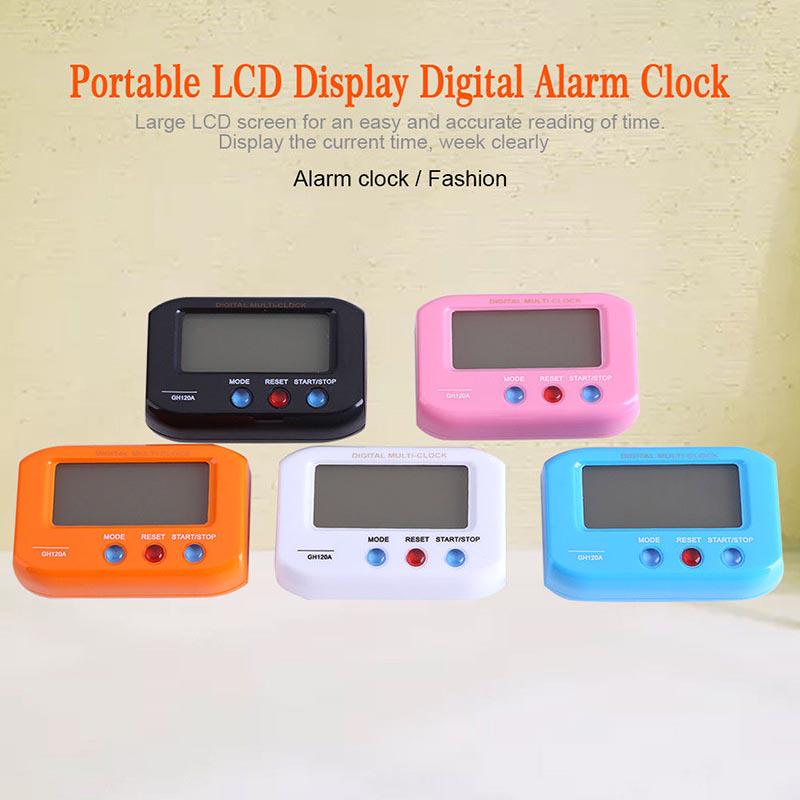 & Stop Small Clock LCD Time Portable Snooze Light Alarm Date Digital ...