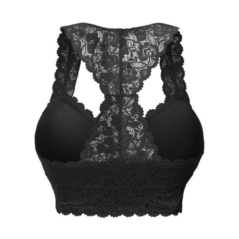Womens Ladies Floral Lace Racerback Wireless Mesh Bralette Bra Top-buy ...