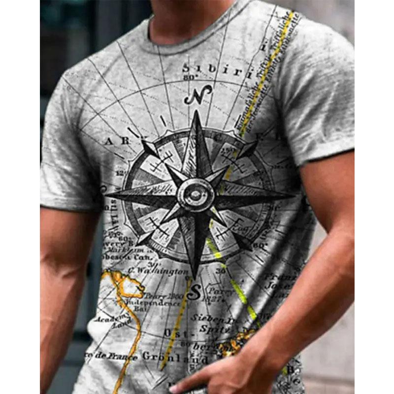 Men's Tee T Shirt 3D Print Graphic Prints Compass Print Short Sleeve ...