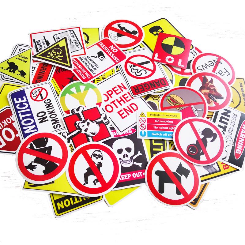 25 Pcs Creative Warning Slogan Stickers Danger Keep Out No Smoking For ...