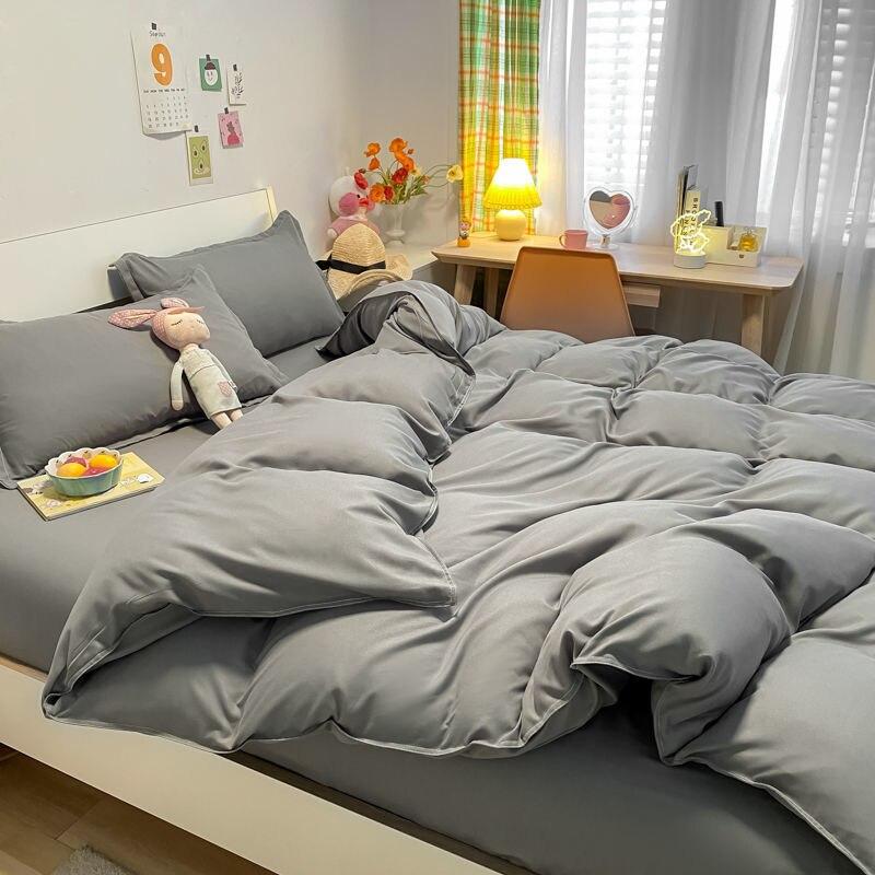 Cheap Solid Bedding Set Soft Flat Sheets Duvet Quilt Cover Pillowcase ...