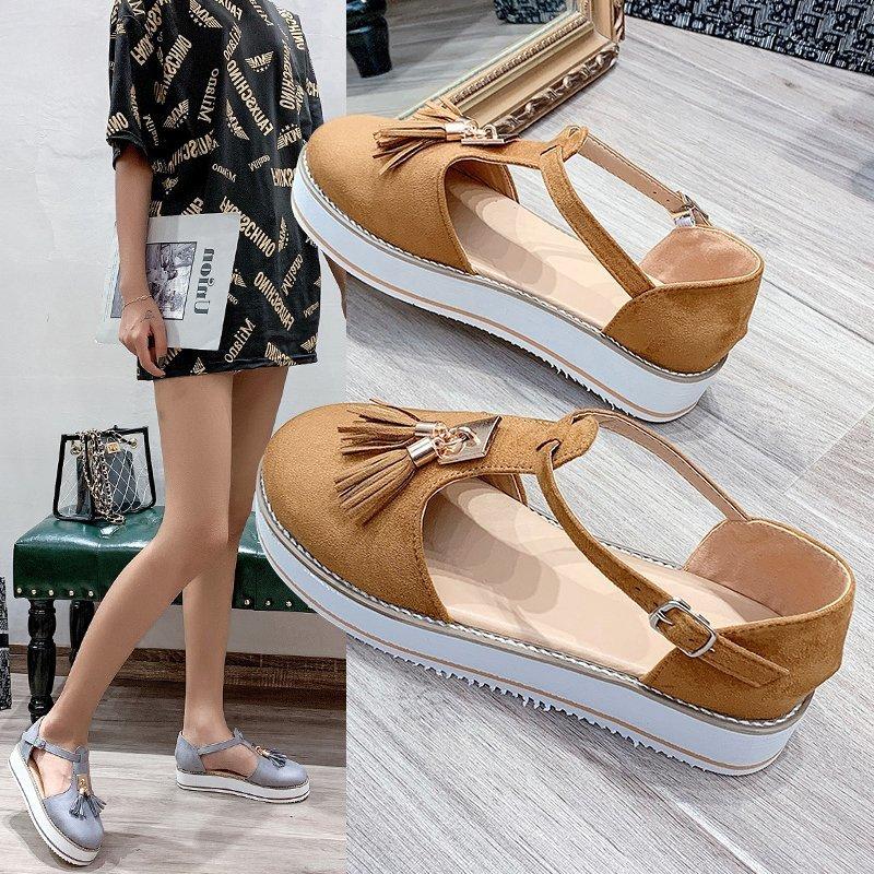 Satın alın 2021 New Round Toe Women's Sandals Thick Bottom Tassel ...