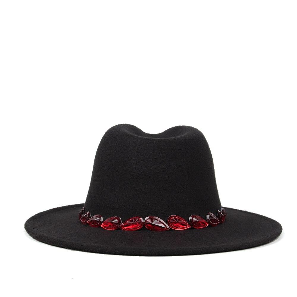 Buy 15 Stlye Women Men Handmade Punk Fedora Hat Acrylic Flower Wide ...