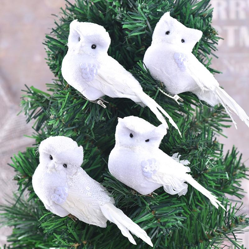 Buy Artificial Owl Ornament with Clip 6pcs/set Foam Feather Christmas ...