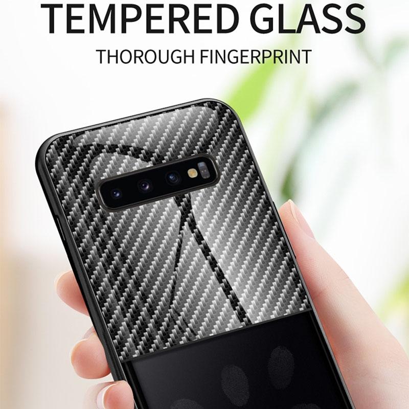 Buy For Samsung Galaxy S10+ Gradient Carbon Fiber Texture TPU Border ...