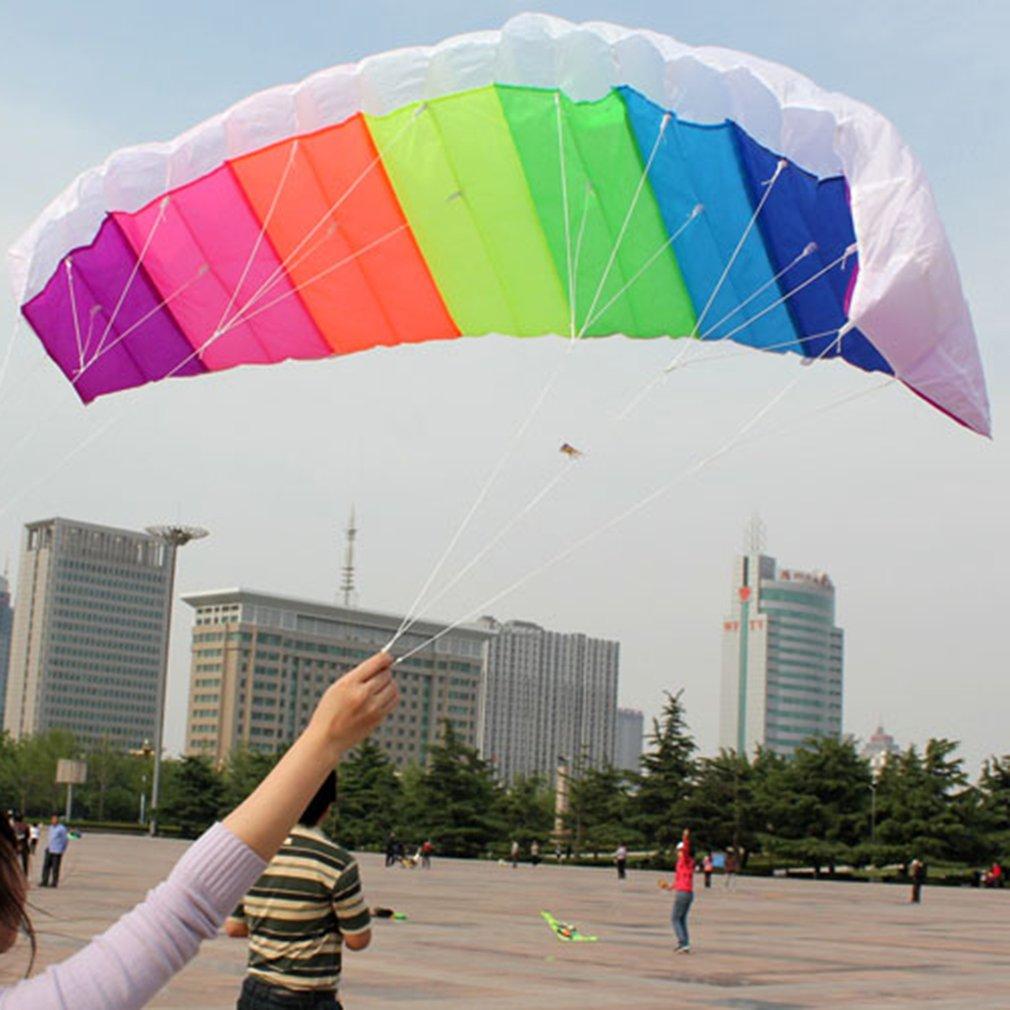 Buy 1.4m Rainbow Dual Line Kitesurfing Stunt Parachute Soft Parafoil ...