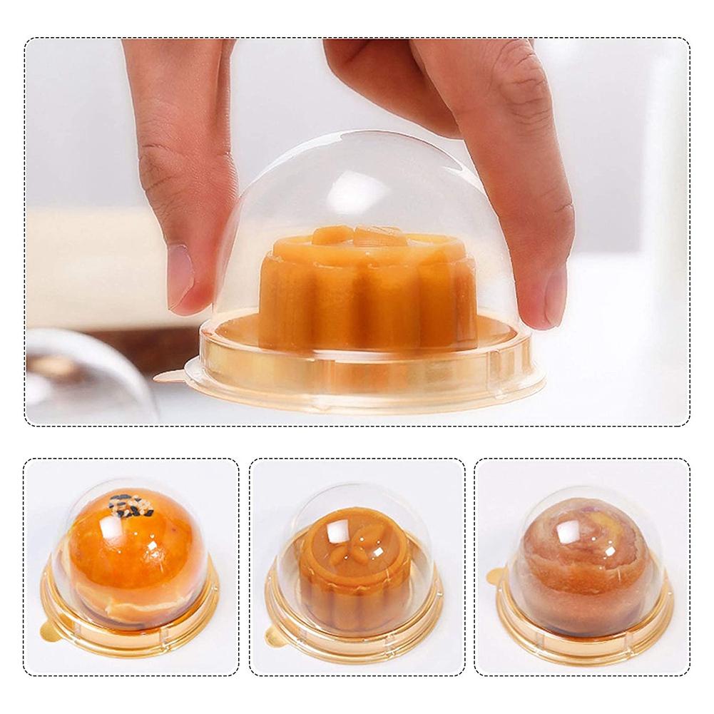 Buy 100 PCS Clear Plastic Mini Cupcake Box Round Cupcake Mooncake ...