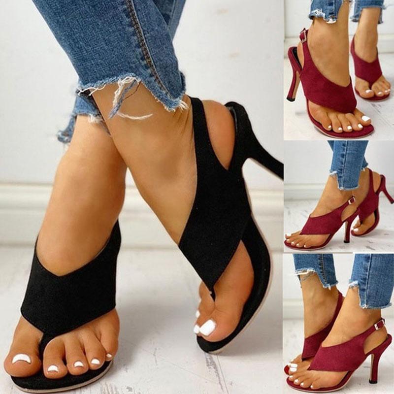 Buy Women Summer Toe Post Slingback Thin Heeled Sandals Casual High ...