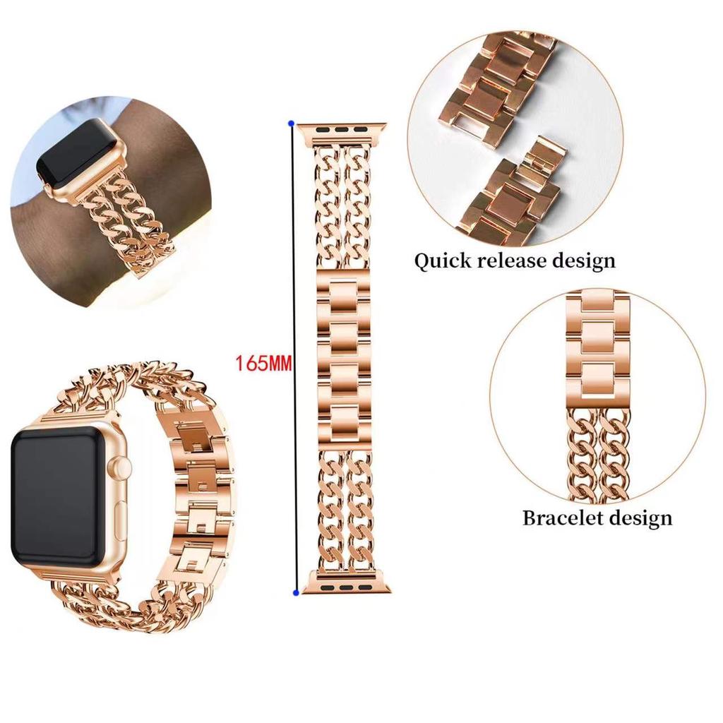 Buy Double Chain Link Watch Band Stainless Steel Metal Iwatch Strap For ...