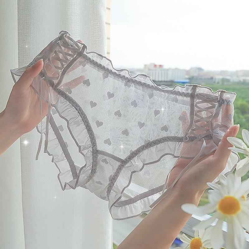 Buy Breathable Mesh Love Heart Pattern Sexy Jacquard Lace Wrap Hip ...