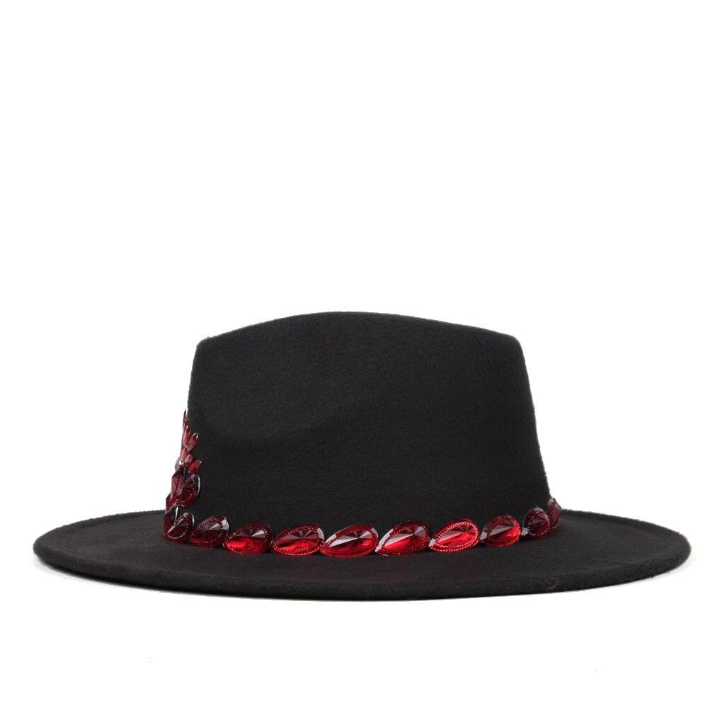 Buy 15 Stlye Women Men Handmade Punk Fedora Hat Acrylic Flower Wide ...