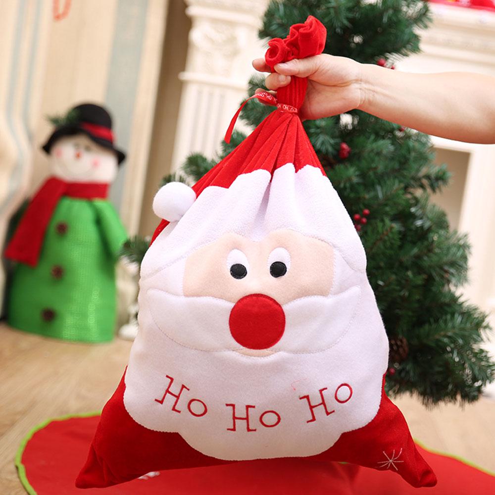 Christmas Ho Embroidered Santa Claus Stocking Sack Gift Bag Xmas Candy ...