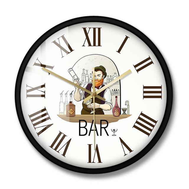 Cheap Bartender Vintage Roman Numerals Wall Clock Barman Shaker Drink ...
