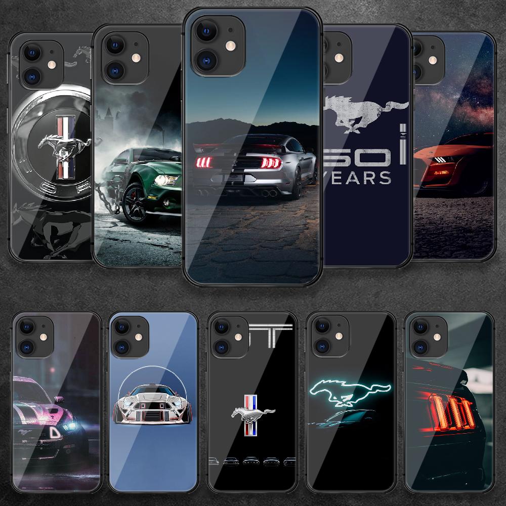 Buy Mustang Shelby Luxury Sports Car Tempered Glass Phone Case Cover ...