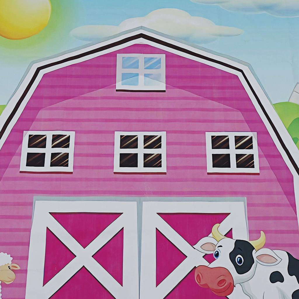 Buy Light Pink Farm Cottage Barn Barnyard Garden Animals Cow Horse ...