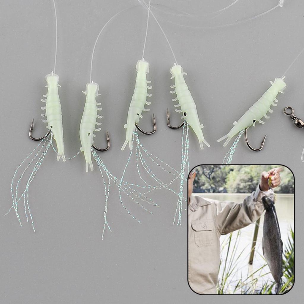 Buy USS 5pcs/Pack Professional Simulate Shrimp Rigs Glow In Dark Baits ...