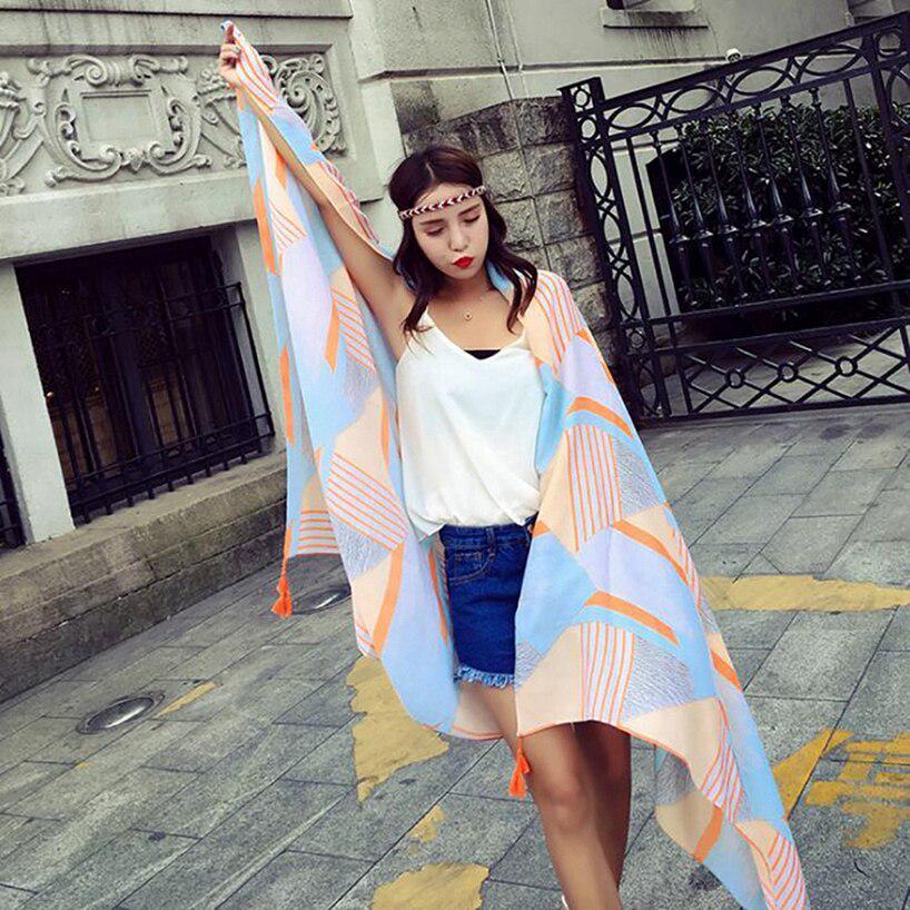 Buy Women Fasion Beach Sunscreen Scarf Dual Thick Folk Wind Tourism ...