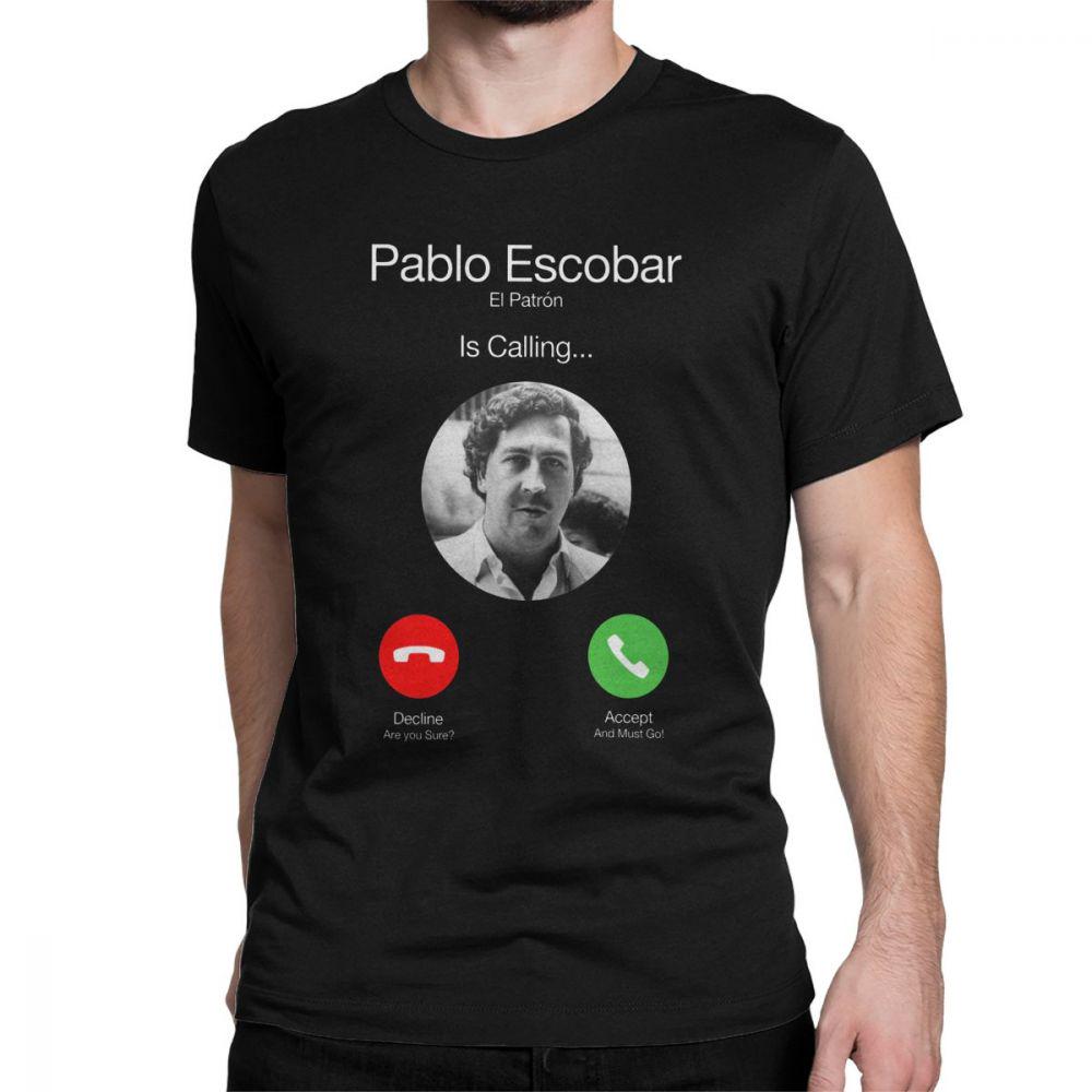 Buy Pablo Escobar Calling Men's El Patron Funny Telephone Funny Cotton ...