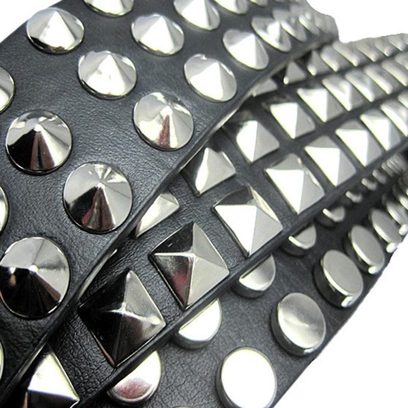 Buy Unisex Punk Studded Belt Gothic Rock Faux Leather Wiastband Bonded ...
