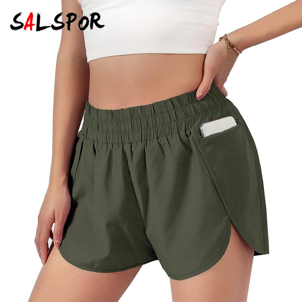 Damen Pocket Sports Elastic Running Anti-Failure Loose Fitness Fake ...