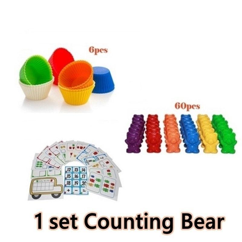 1Set Counting Bears with Stacking Cups Montessori Rainbow Matching Game ...
