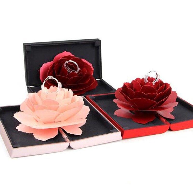 Buy Folding Rotating Rose Ring Box Valentine's Day Jewelry Display ...