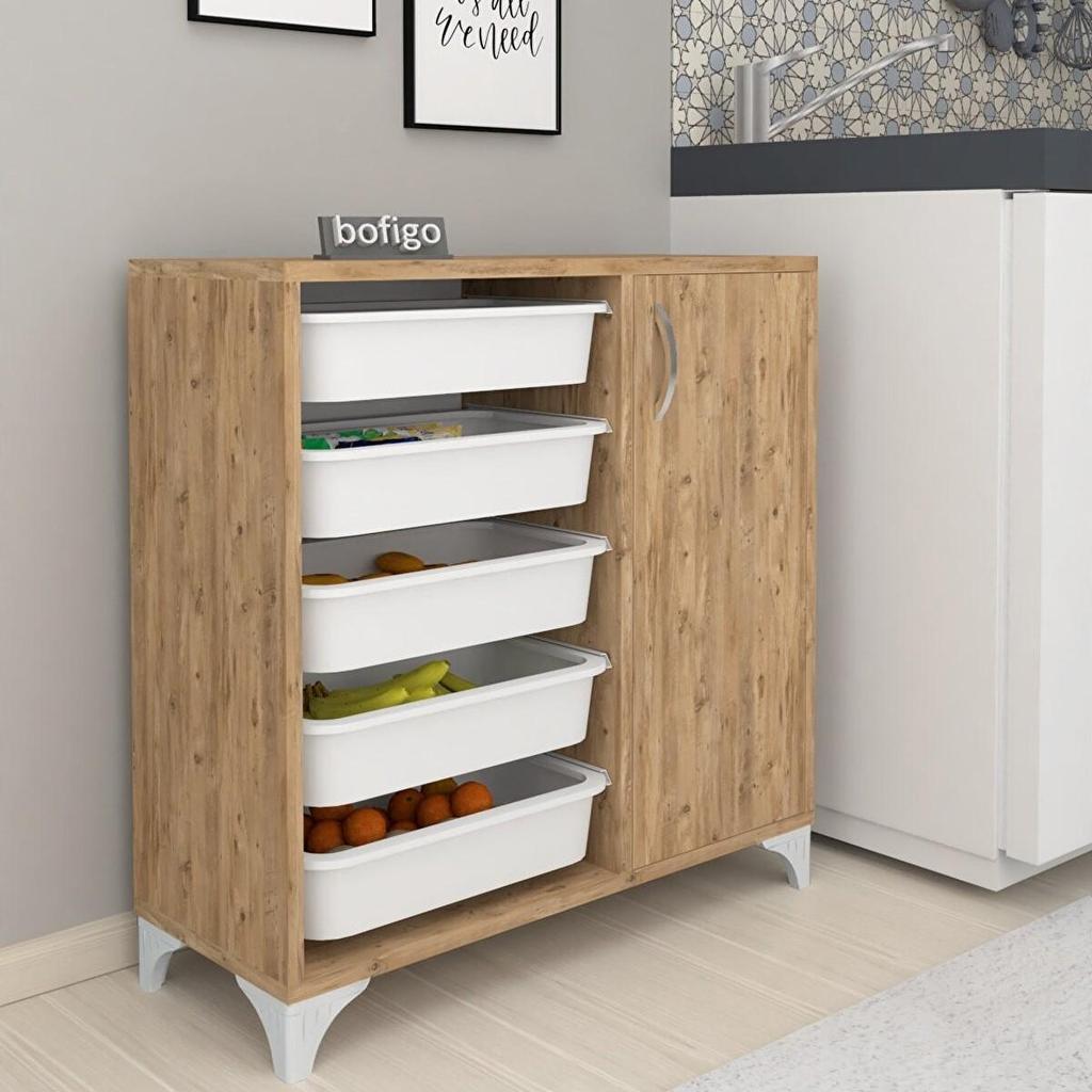 Buy 5 Basket Cabinet Multi-Purpose Cabinet Crisper Kitchen Cabinet Toy ...