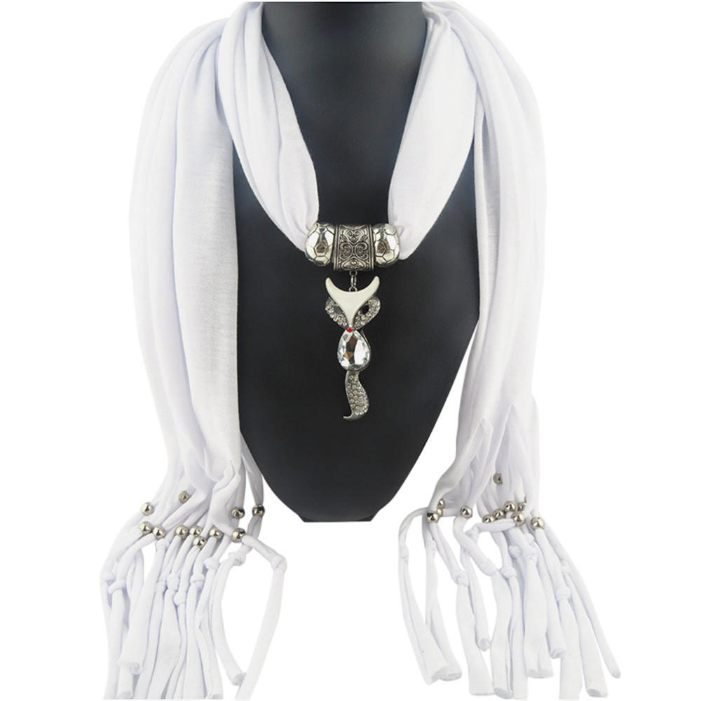 Women Pendant Scarf With Tassel Rhinestone Jewelry Scarves uygun ...