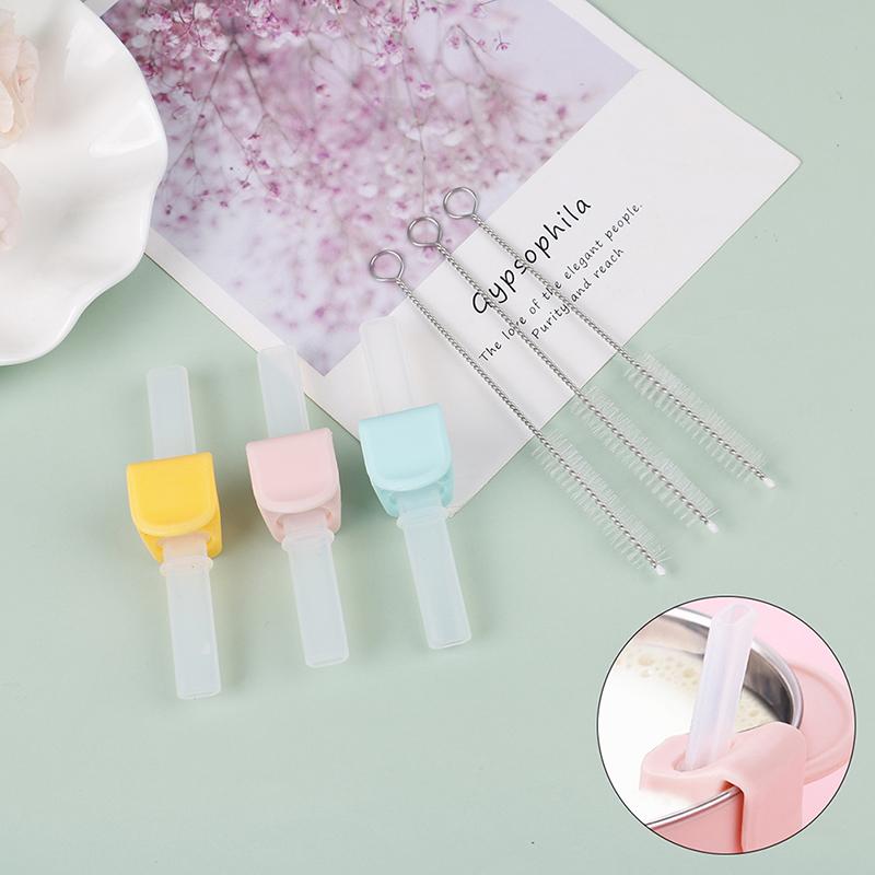 Babycare Feeding Straw Infant Learning Dish Silicone Spoon Drinking ...