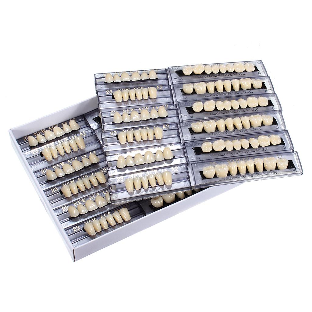 Lot X 3 Full Set Dental Acrylic Teeth ACRY ROCK RUTHINIUM Shade A2 Size ...