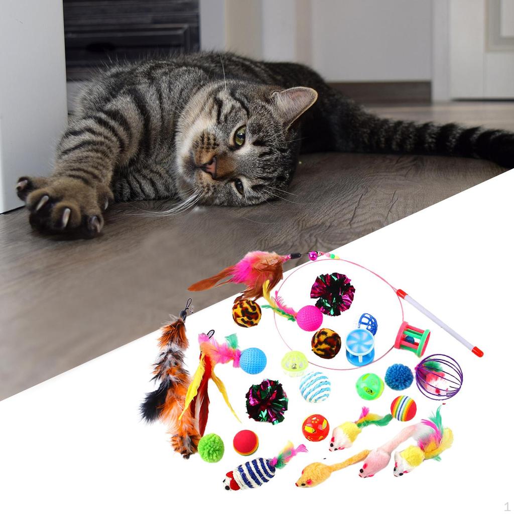 Buy 26 Pieces Cat Tunnel Toys Set with Bell Mice Mouse for Kittens Men ...