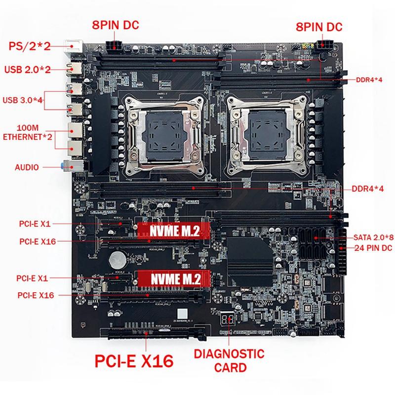 Cheap X99 Motherboard Dual-Socket LGA 2011-3 with Intel E5-2680 V3 CPU ...