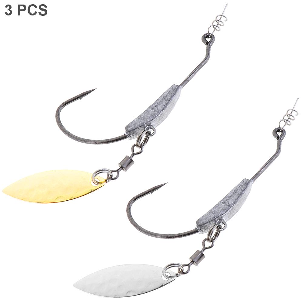 3pcs/lot 7.2g Lead Head Crank Hook with Metal Spoon Sequins Soft Bait ...