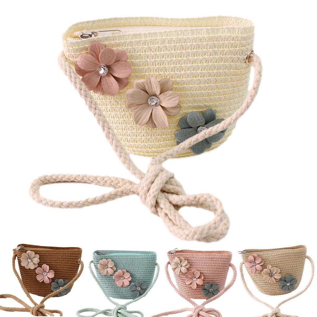 Kaufe Kids Straw Bag|Little Girls Flower Straw Shoulder Crossbody Bag ...