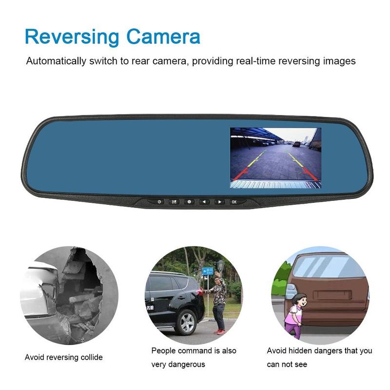 Buy Full HD 1080P 4Inch Dual Len Car Dvr Rear View Mirror Auto Recorder ...