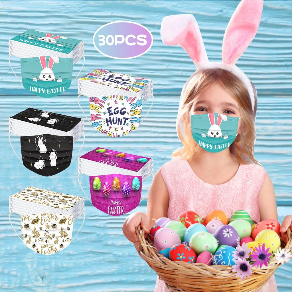 Buy 30PCS Children's Happy Easter Protection 3 Layer Cartoon Disposable ...