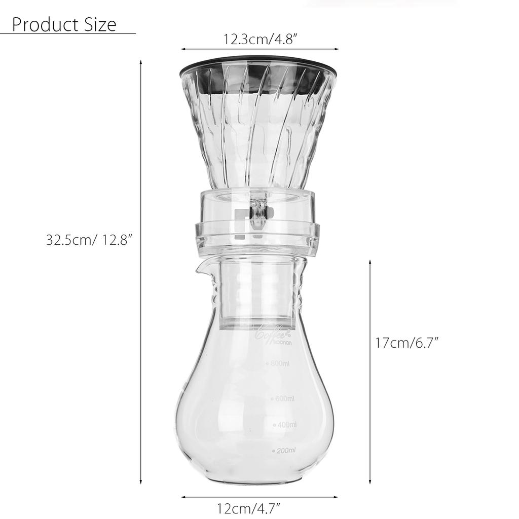 Buy 1000ml Water Drip Coffee Machine Reusable Filter Tool Glass ...