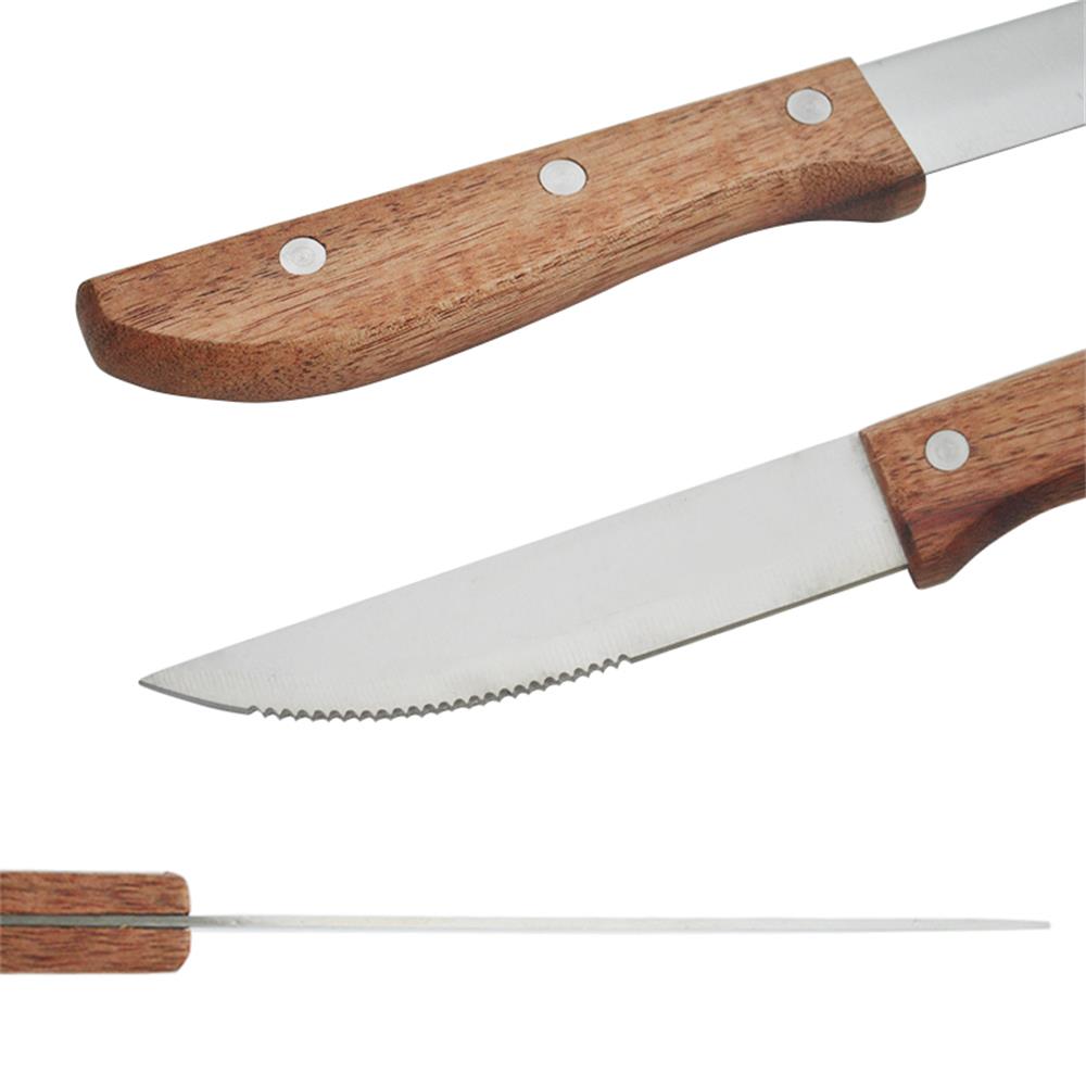 Buy Wood Handle Steak Knife Set Dinner Knives Table Knife Serrated ...