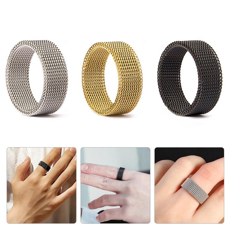 Satın alın 1PC Jewelry Ring Mesh Bands Gift Stainless Steel Mesh Cell ...