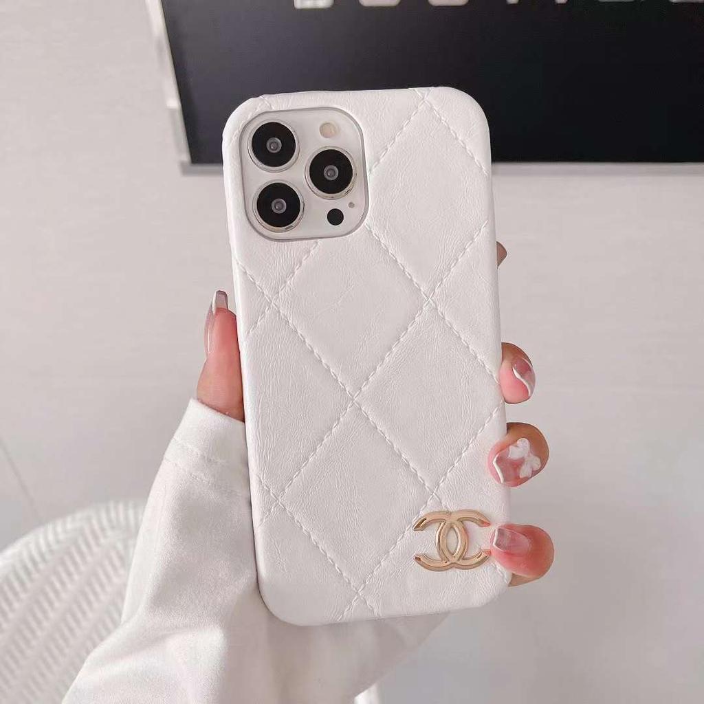 INS Luxury Classic Colorful COCO Lambskin Metal Logo Anti-fall Mobile ...