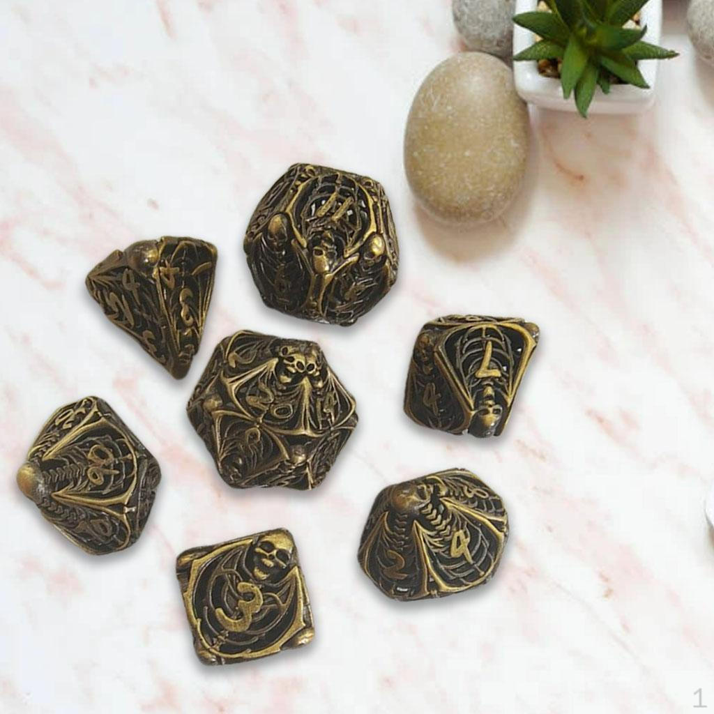 Buy 7 Pieces Copper Dice Set Math Teaching for Lovers Dice Toy Gift ...