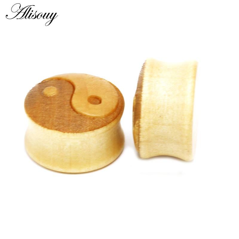 Satın alın Alisouy 2PCS Tai Chi Nature Wood Ear Tunnel Plug Double ...