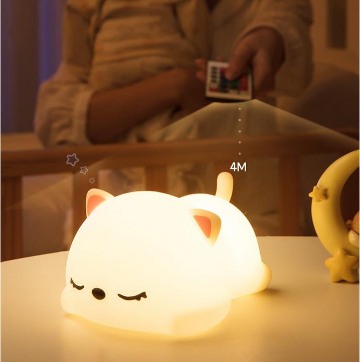Silicone Night Light Cat Night Lights USB Rechargeable Touch Sensor ...