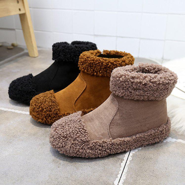 Buy Lamb Fur Lapel Fur Shoes Short Boots Platform Platform Shoes Snow ...